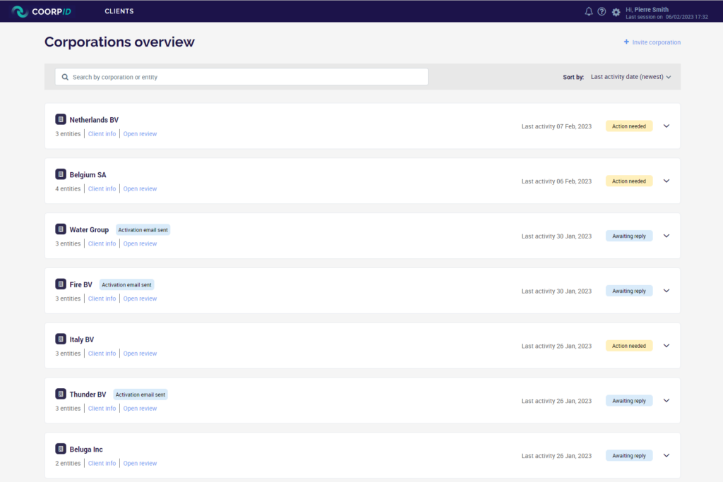 Relationship overview - CoorpID